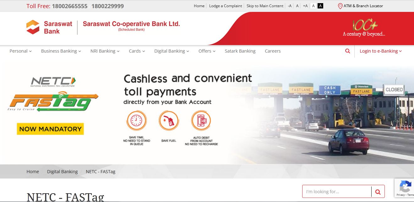 Saraswat Co-operative Bank FASTag - FASTag.net Information Portal