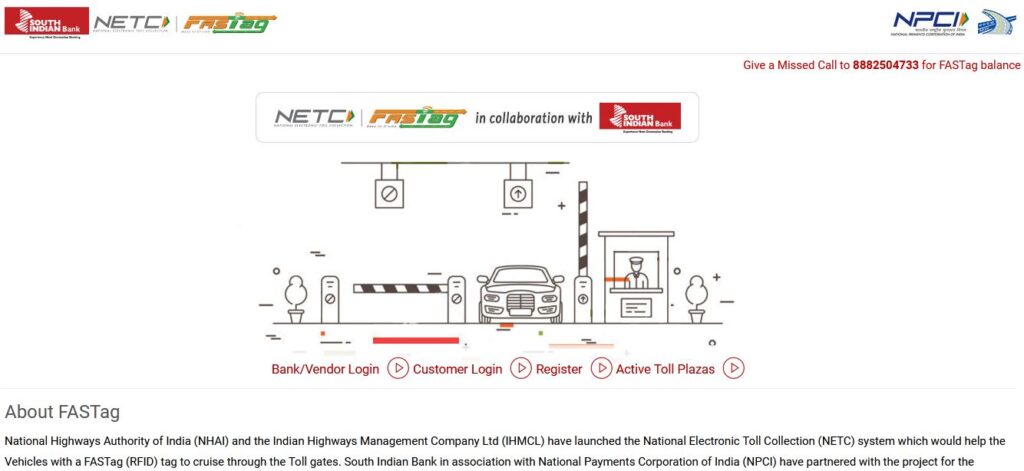 South Indian Bank FASTag - FASTag.net Information Portal